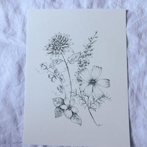Custom Pen & Ink Birth Flower – Personalized Floral Bouquet, Custom ...