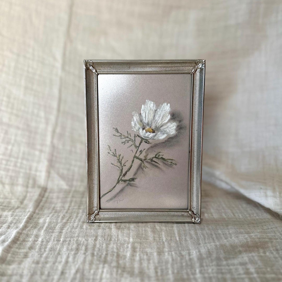Original Chalk Pastel Cosmos Art: Framed Floral Still Life (5x7) - Etsy