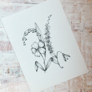 Custom Pen & Ink Birth Flower – Personalized Floral Bouquet, Custom ...