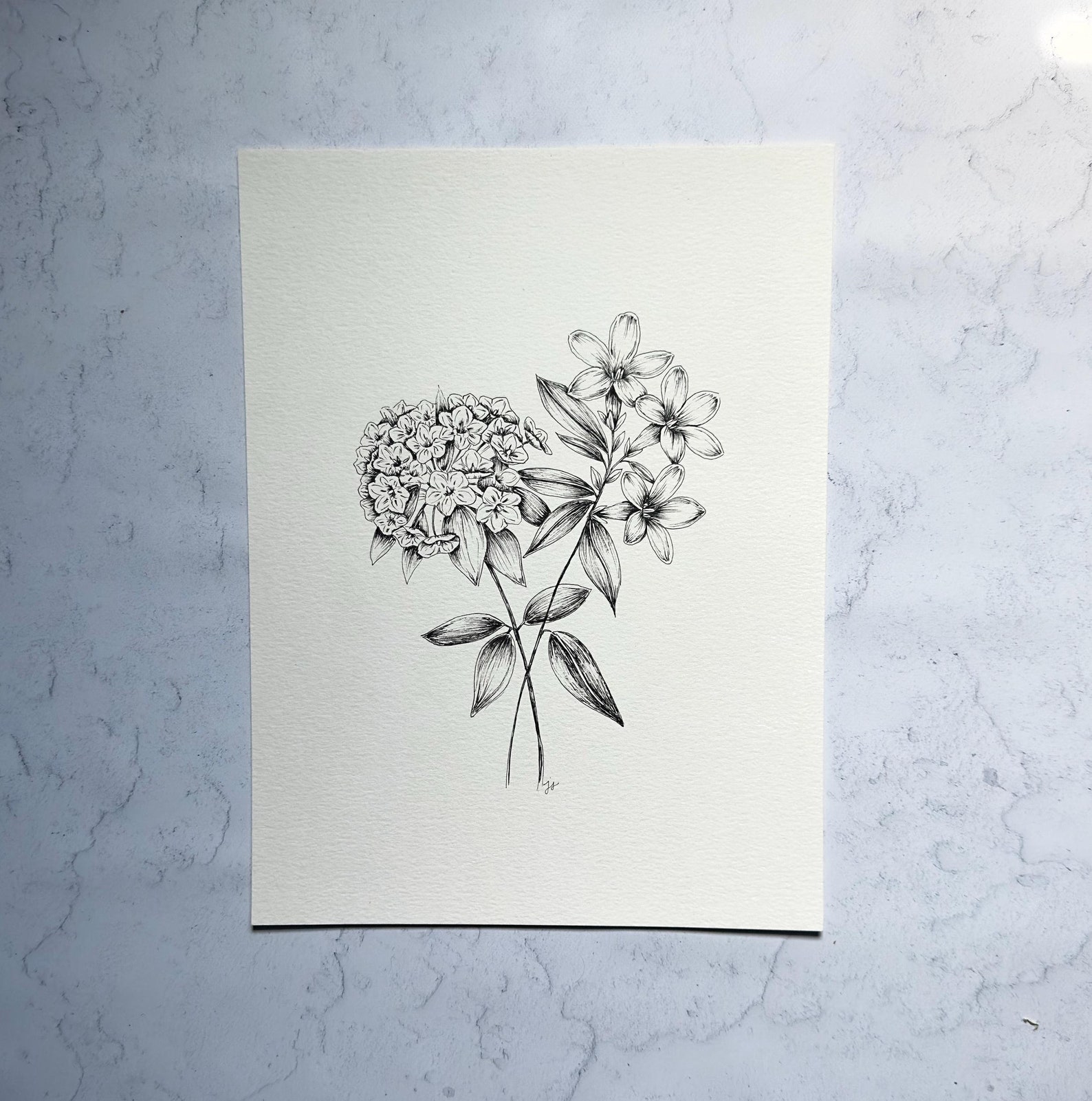 Custom Pen & Ink Birth Flower – Personalized Floral Bouquet, Custom ...