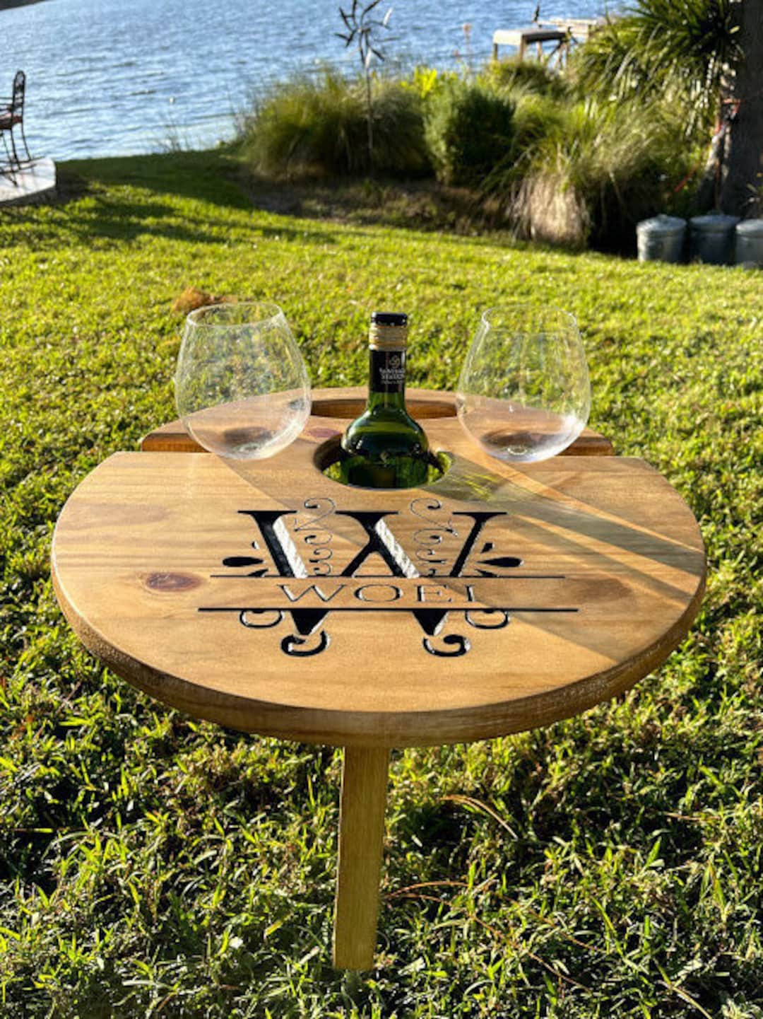 Customized Carved Portable Wine Table - Etsy