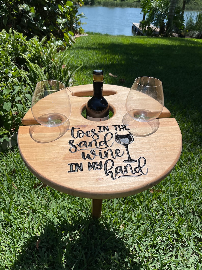 Customized Carved Portable Wine Table - Etsy