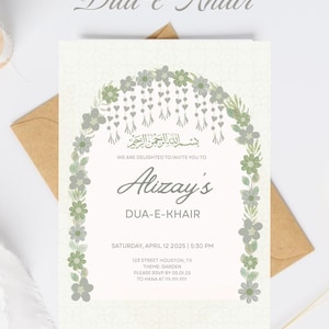 Green Floral Dua E Khair Digital Invitation Template, Instant Download ...