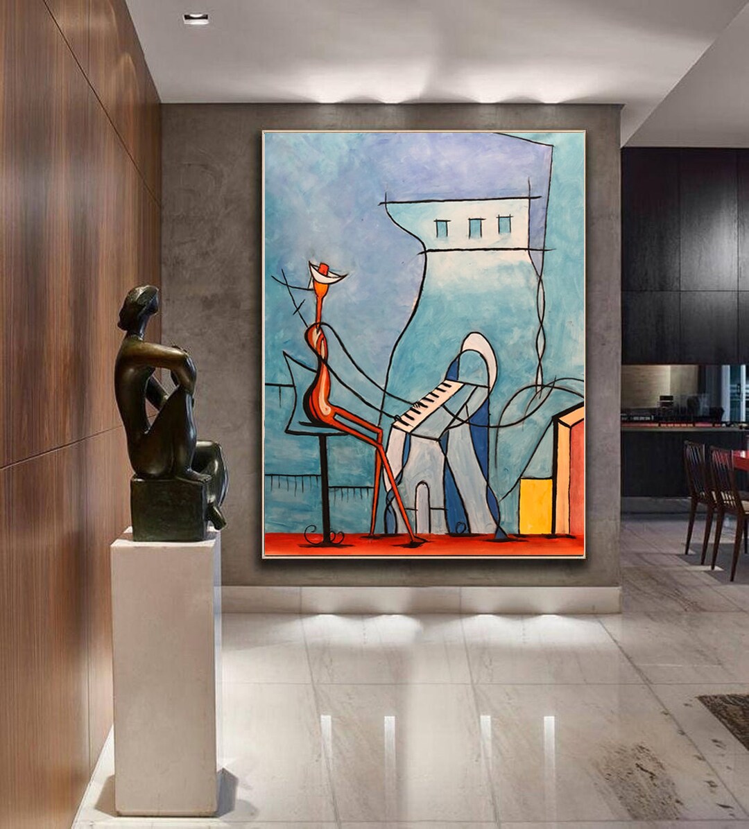 Abstract Piano Oil Painting on Canvas, Musical Art, Wall Decor, Music ...