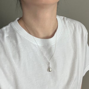 Teardrop Pendant Chain Necklace, Layering Necklace, 925 Sterling Silver ...