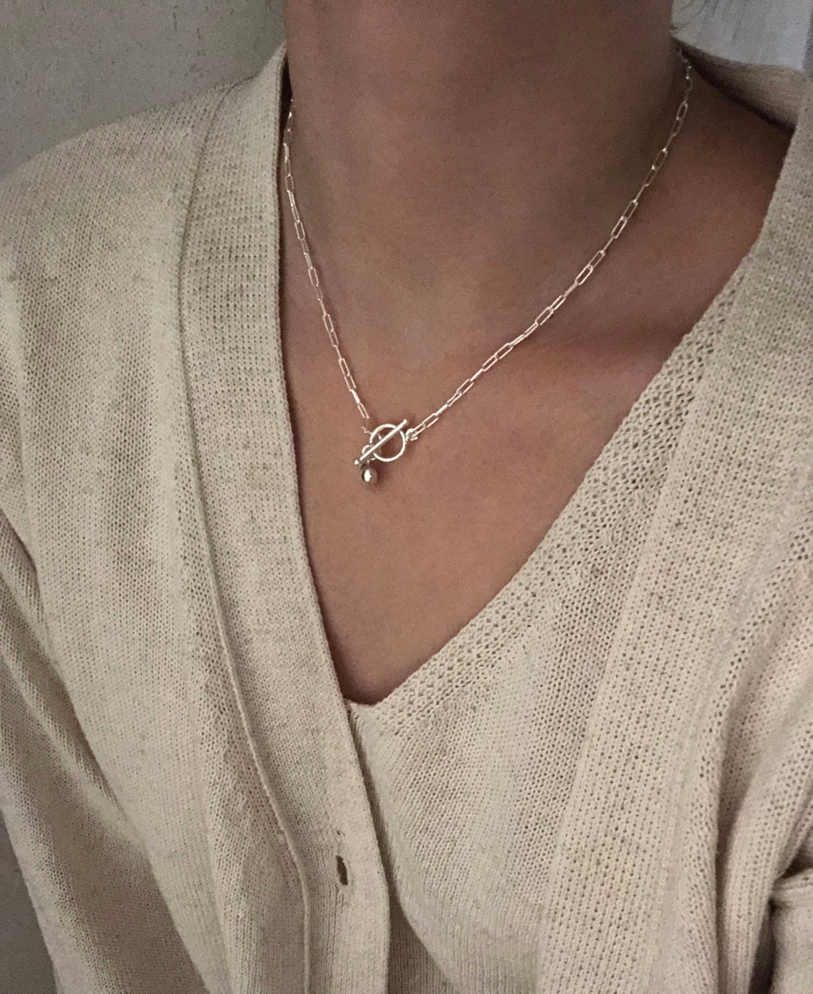 Square Link Chain Necklace Heart Charm Necklace 925 Sterling - Etsy