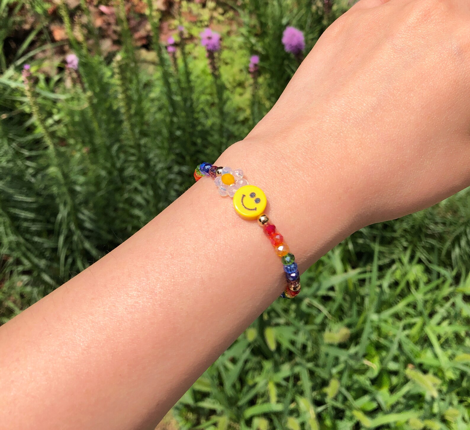 Smile Beads Bracelet Rainbow Beads Bracelet Elastic Beads - Etsy