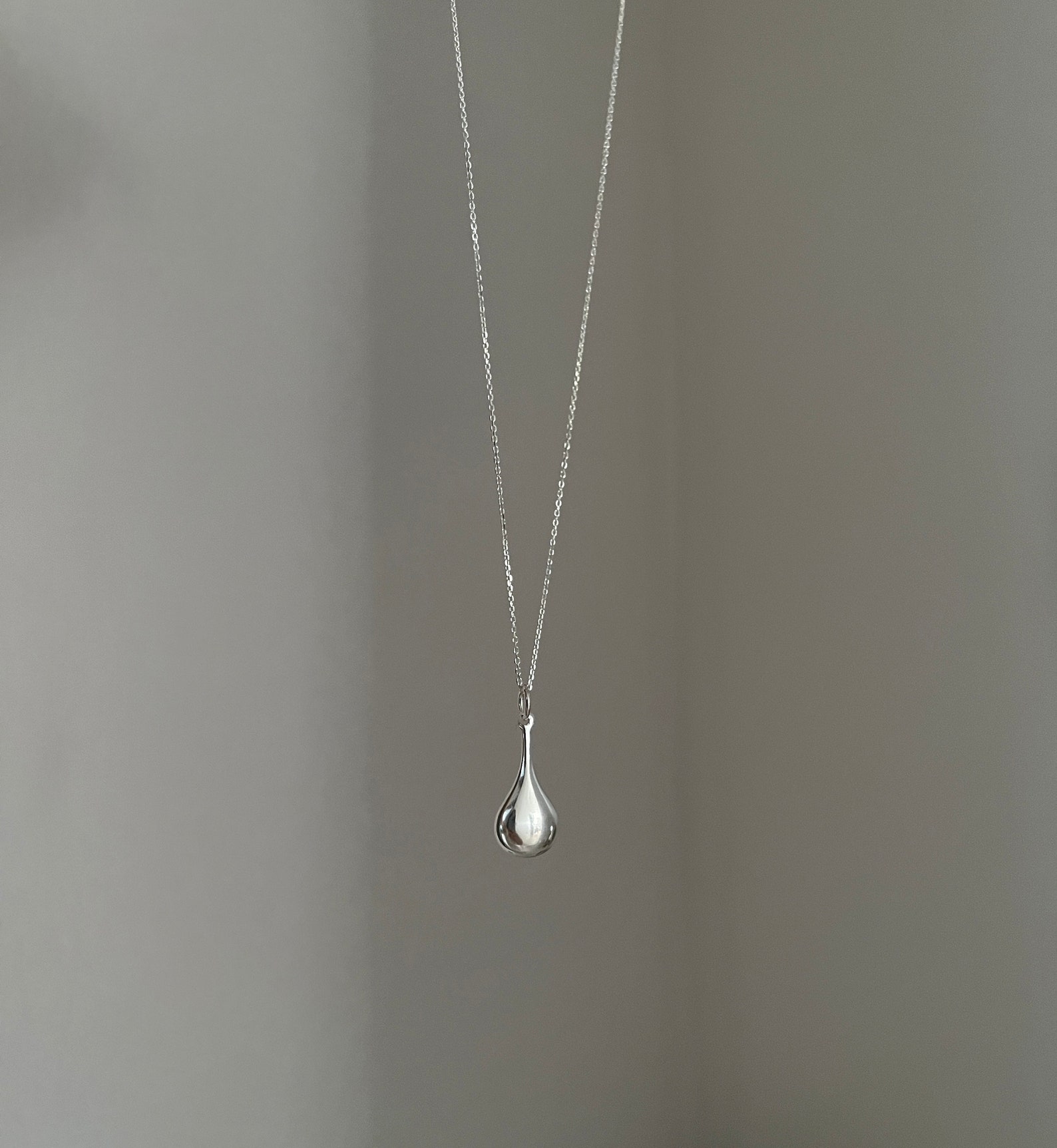 Teardrop Pendant Chain Necklace Layering Necklace 925 - Etsy