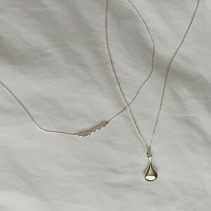 Teardrop Pendant Chain Necklace, Layering Necklace, 925 Sterling Silver ...