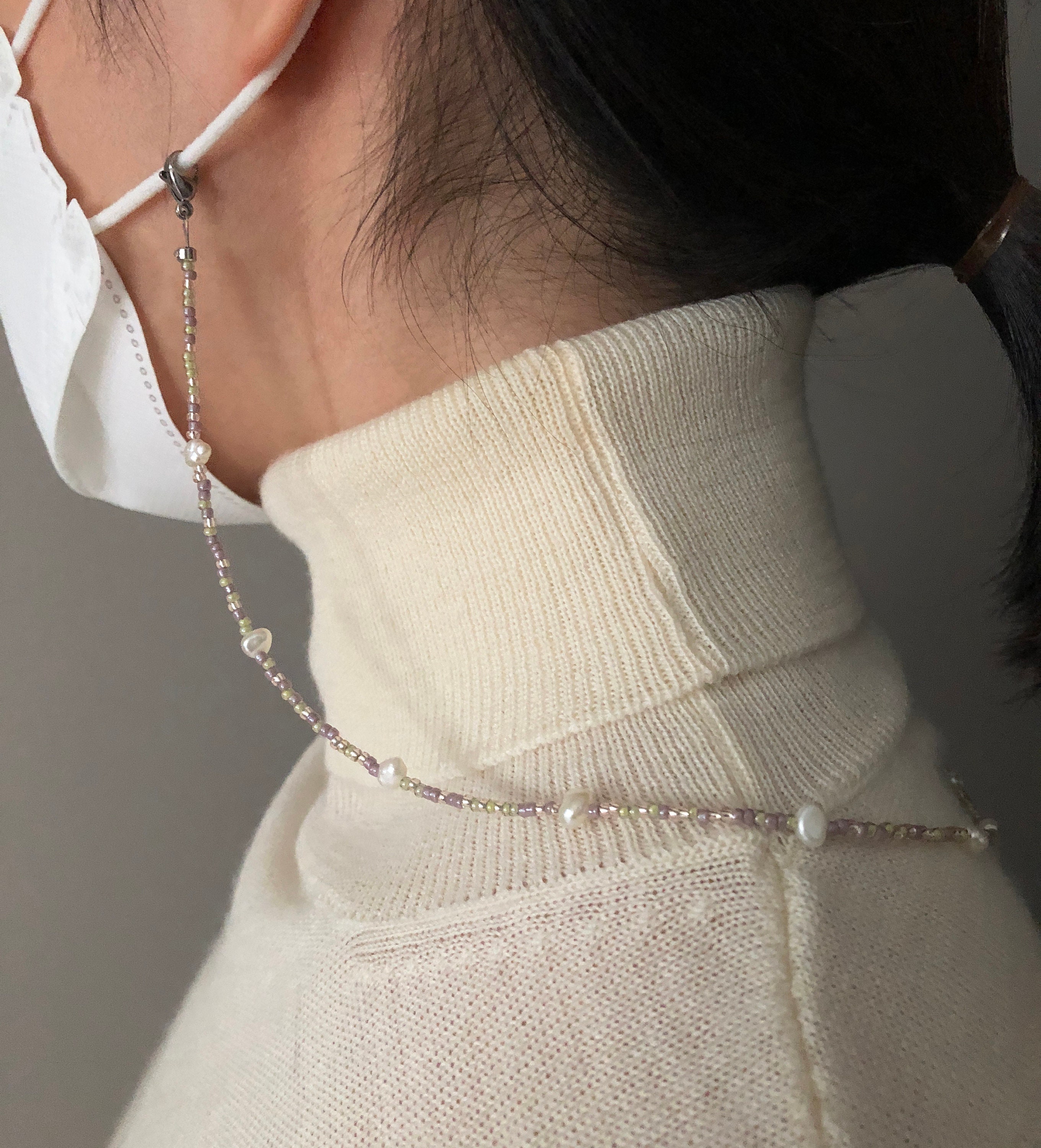 Pearl Face Mask Chain Face Mask Holder Japanese Bead Face | Etsy