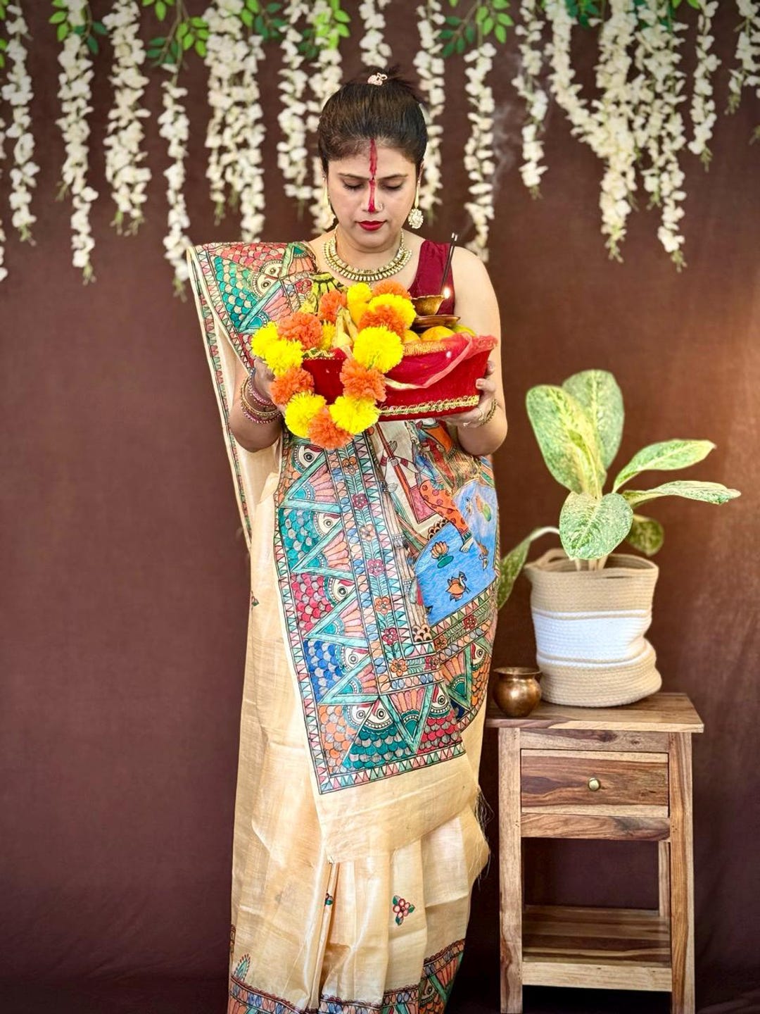 Kosh by Sanyukta Exclusive Hand-painted Madhubani Saree. World Wide ...