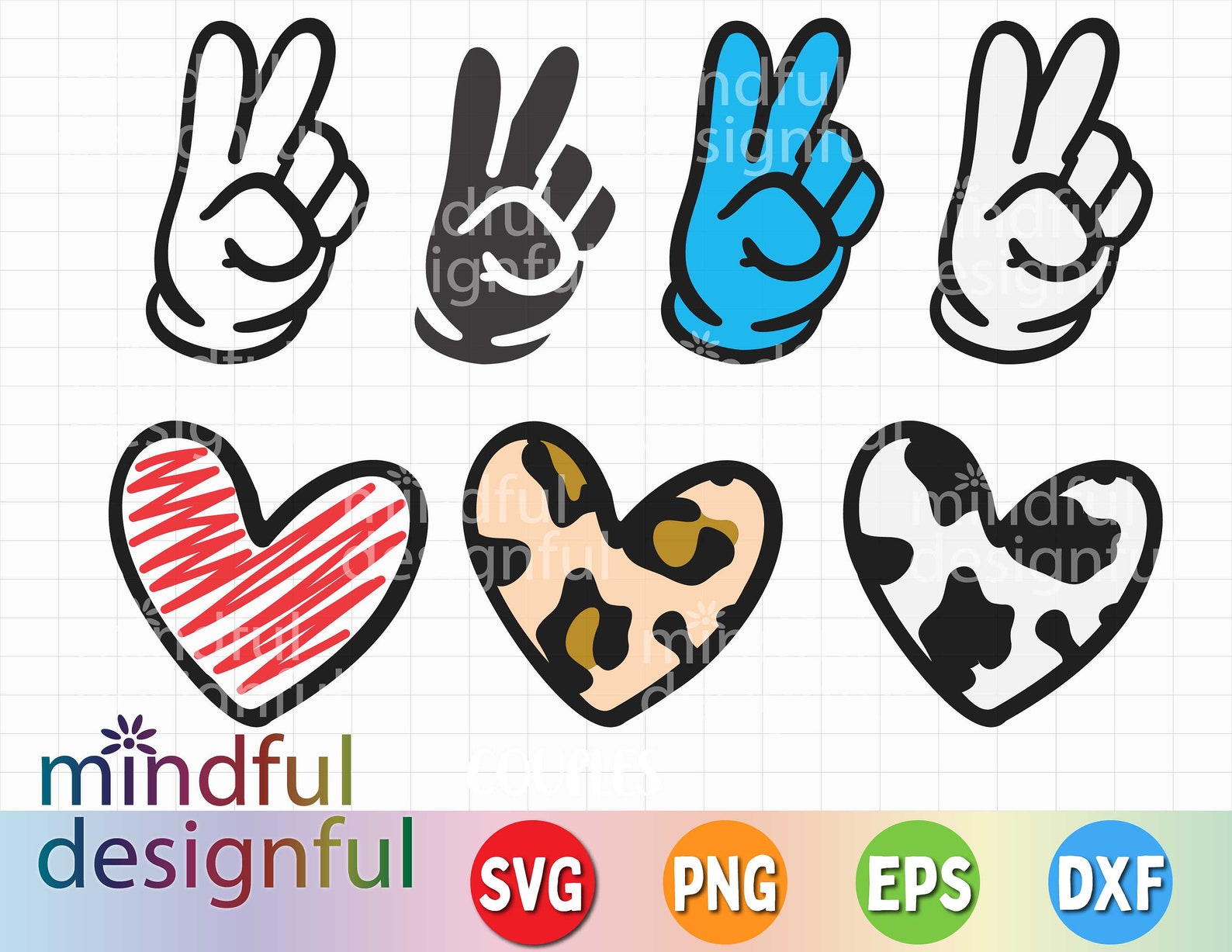 Hand-drawn Love and Peace Svg Bundle Peace Sign Svg - Etsy