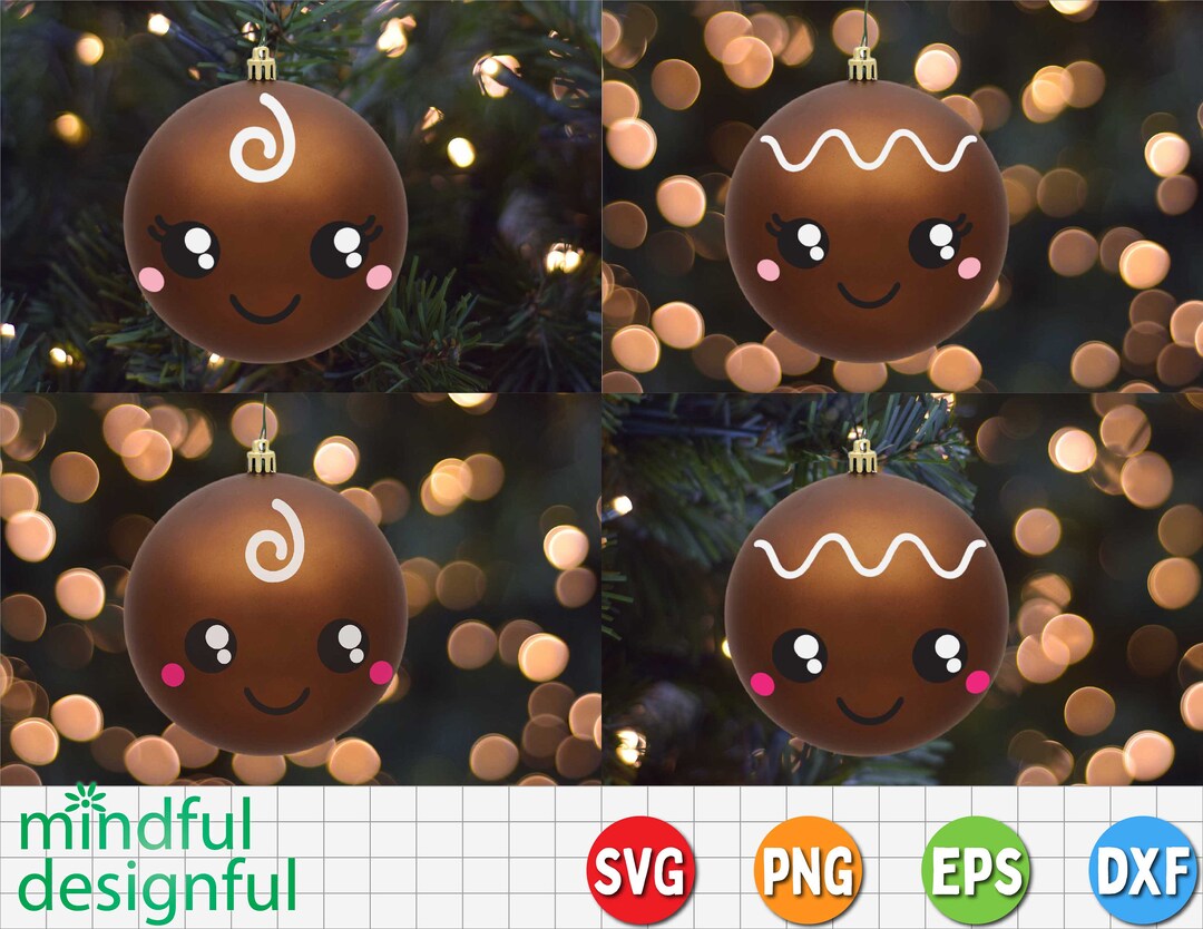 Cute Gingerbread Face Ornament SVG Png for Christmas Holiday Ornaments ...