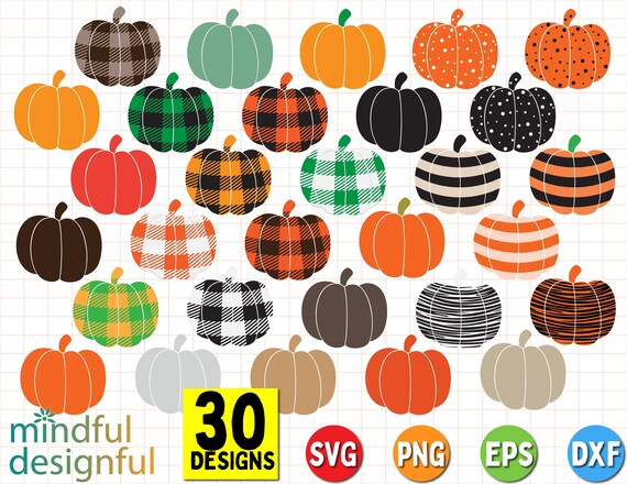 Pumpkin Clipart SVG PNG Eps Dxf Plaid Pumpkins Striped - Etsy