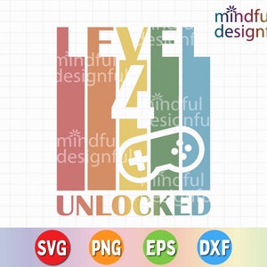 Level 4 Unlocked SVG | Fourth Birthday Svg | Four Birthday Svg | Level ...