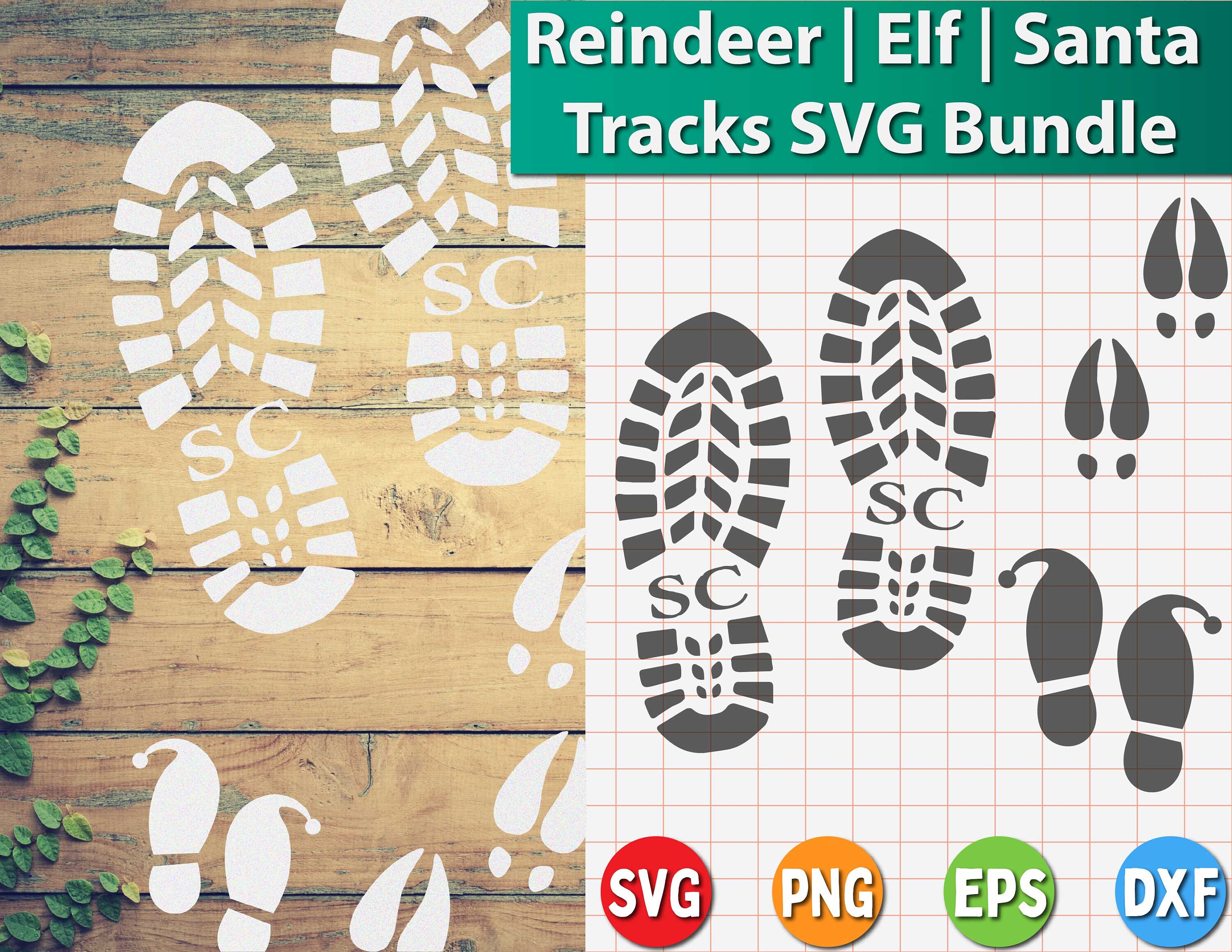Christmas Stencil SVG Bundle Santa Foot Prints SVG - Etsy