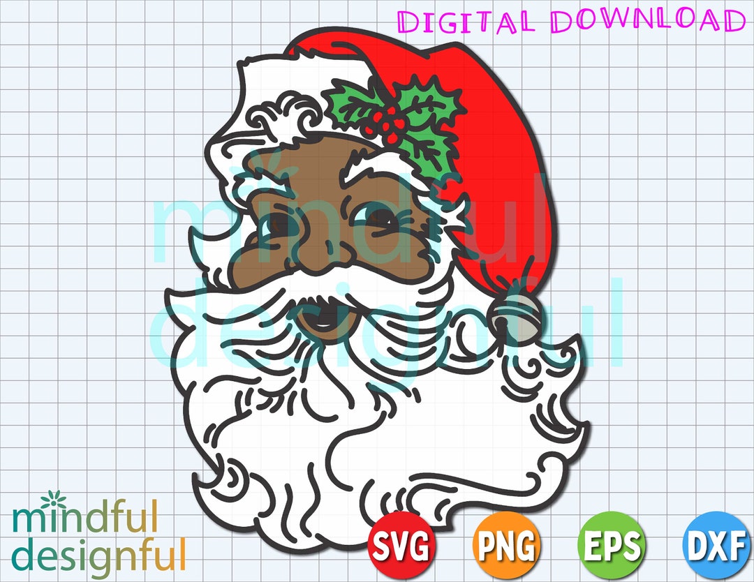 Black Santa SVG, Santa Claus Svg, Layered Christmas Vector + Png Eps ...