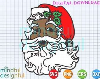Black Santa Svg - Etsy