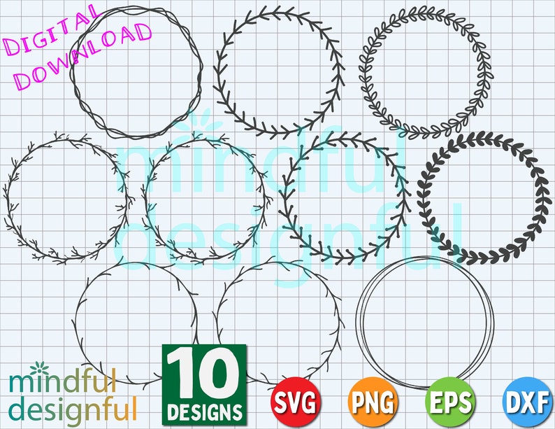Circle Border Svg Bundle Png Eps Dxf Files Circle Monogram - Etsy