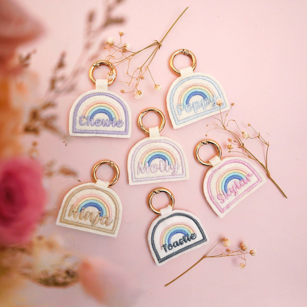 Embi Tags Customized Rainbow Tag Custom Dog Embroidered - Etsy