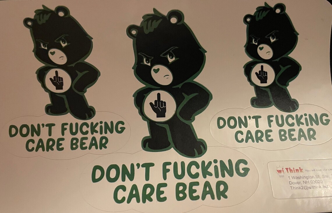 Don't F'ing Care Bear middle Finger Decals - Etsy