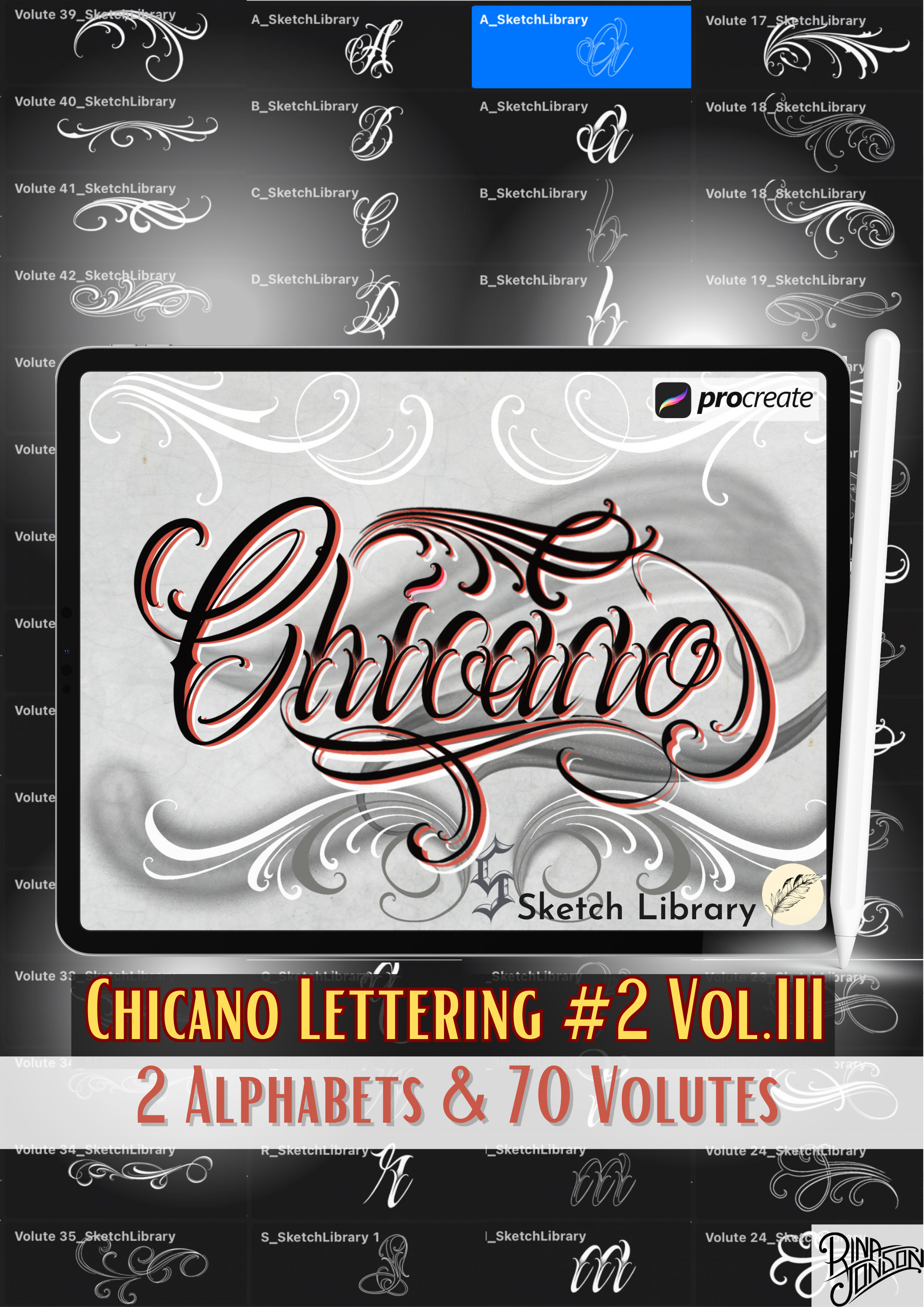 Chicano Tattoo Lettering #2 Vol. 3 Brushset for Procreate, on Ipadpro ...