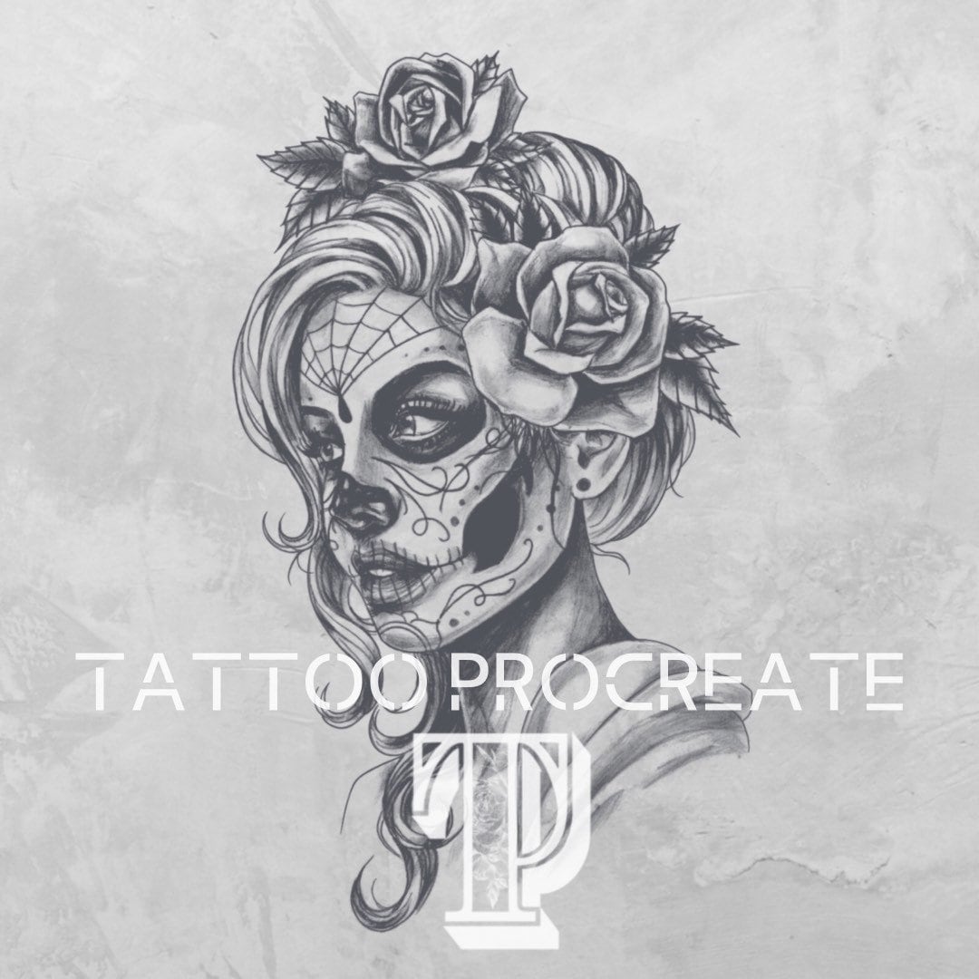 12 La Catrina Tattoo Vol.1 - Brushes for Procreate - Stamps, Stencil ...