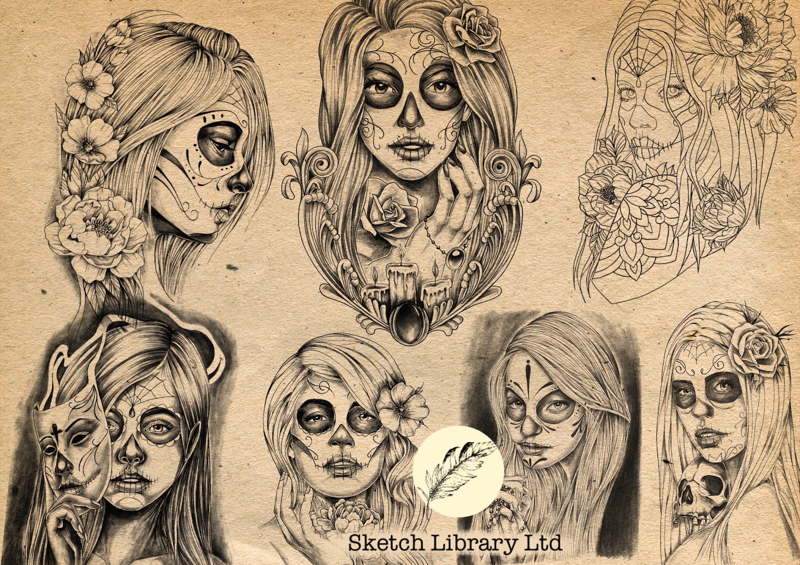 17 La Catrina Tattoo Vol.2 Procreate Stamp, Brushes for Procreate ...
