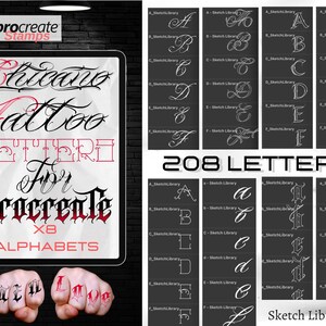 Lettering Pack Vol.1, 208 Letters / 8 Chicano Alphabets Pack, Fonts ...