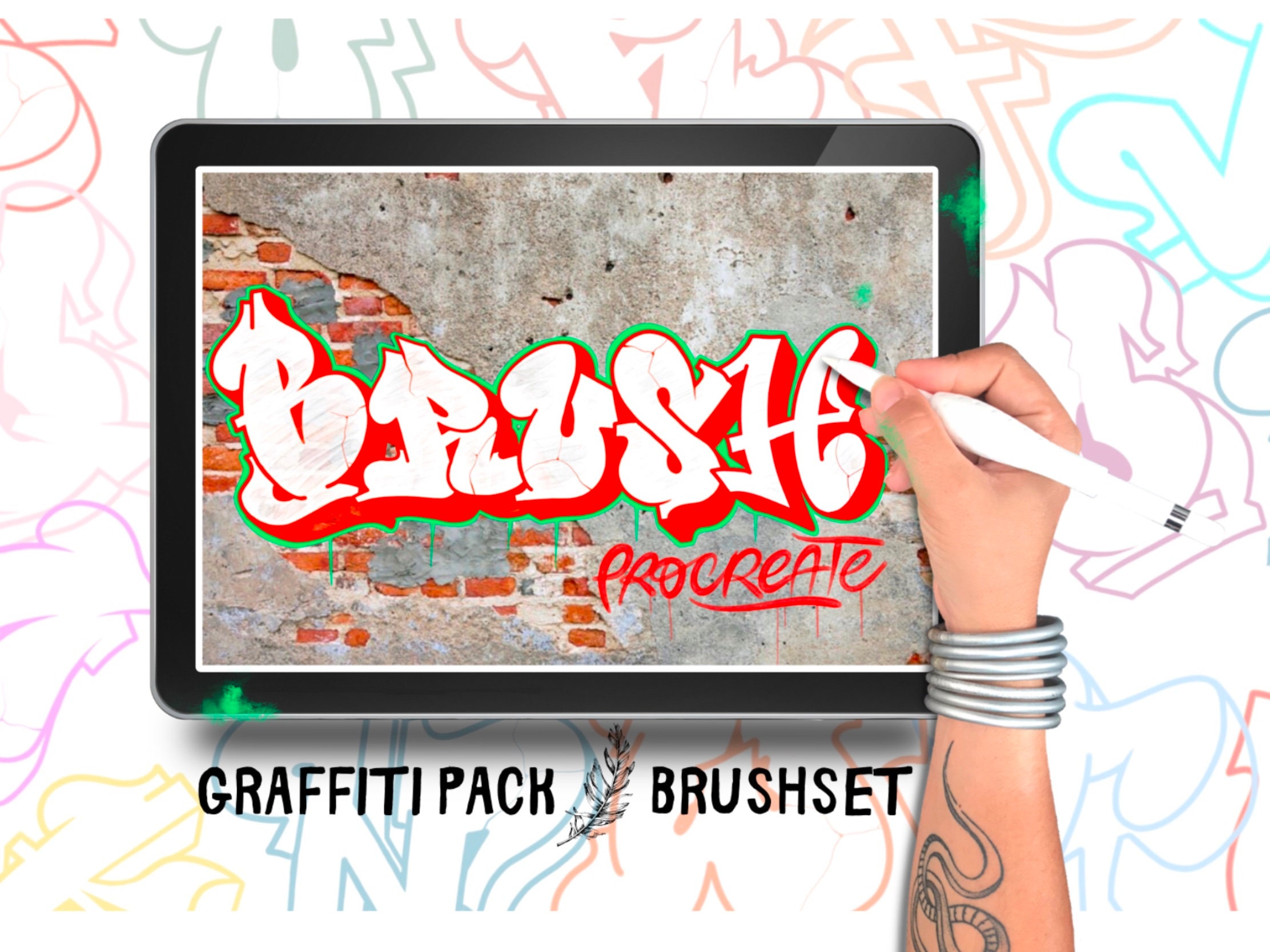 GRAFFITI PACK, X 7 Alphabet ~ Fonts // Vol.1 // 182 Letters Stamps for ...