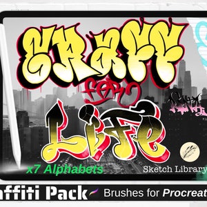 GRAFFITI PACK, X 7 Alphabet ~ Fonts // Vol.1 // 182 Letters Stamps for ...