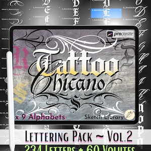 9 Alphabets, 234 Chicano / Gothic Letters Brushes for Procreate, Font ...