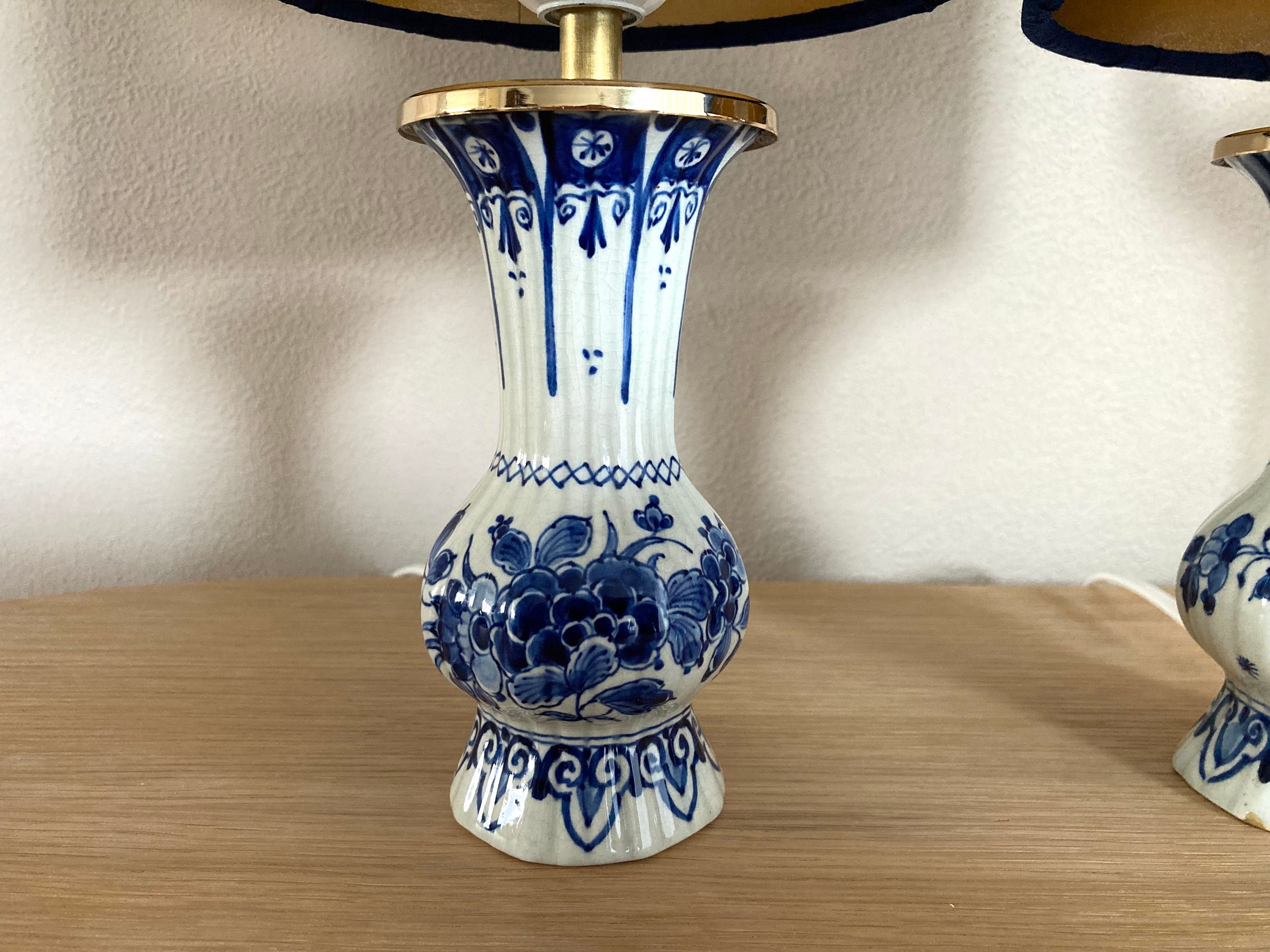 Two Delft Porcelain Bottle Table Lamps With New Handmade Shade - Etsy