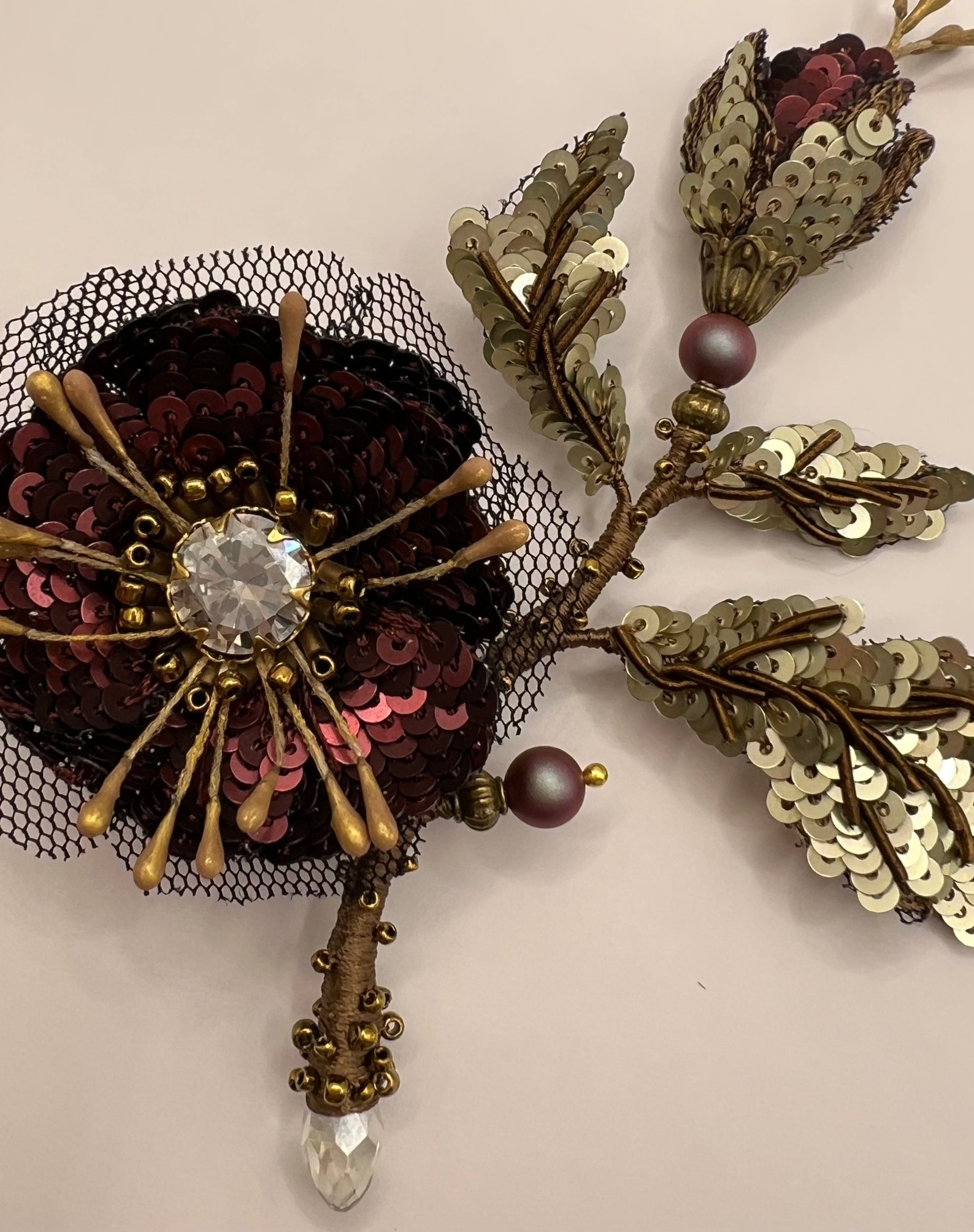 Blooming Twig Brooch Handmade Flower Beaded Brooch Floral - Etsy