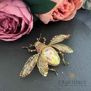 Insect Unique Brooch Handmade, Beetle Embroidered Brooch, Bug Brooch ...