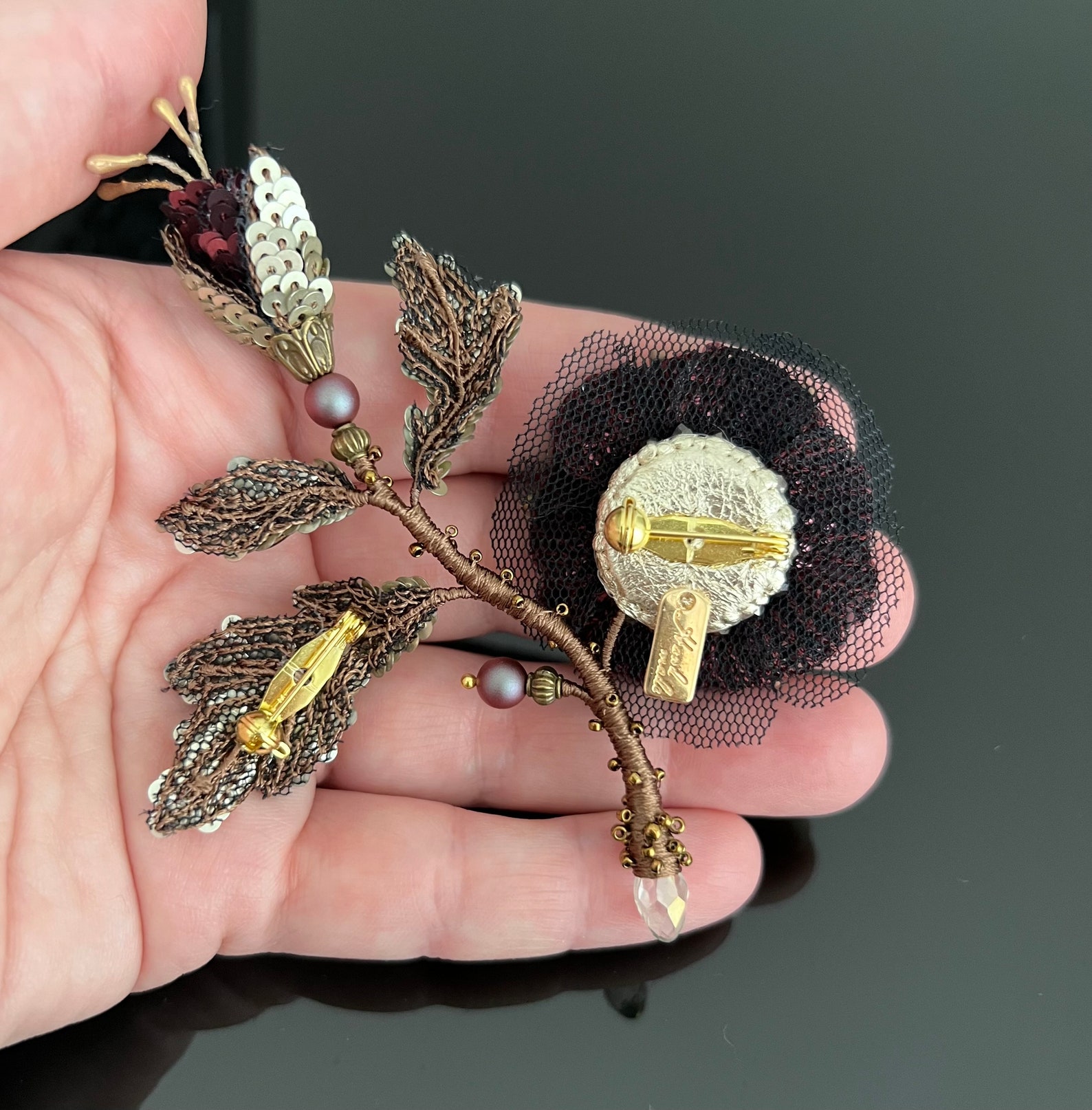 Blooming Twig Brooch Handmade Flower Beaded Brooch Floral - Etsy