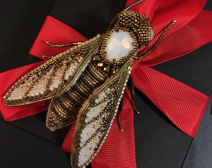 Fly Beaded Brooch Pin Handmade, Beaded Jewelry, Insect Brooch, Moth ...