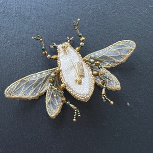 Insect Unique Brooch Handmade, Beetle Embroidered Brooch, Bug Brooch ...