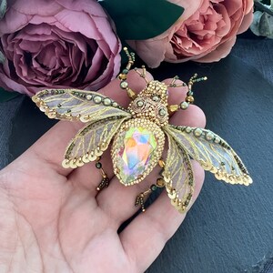 Insect Unique Brooch Handmade, Beetle Embroidered Brooch, Bug Brooch ...