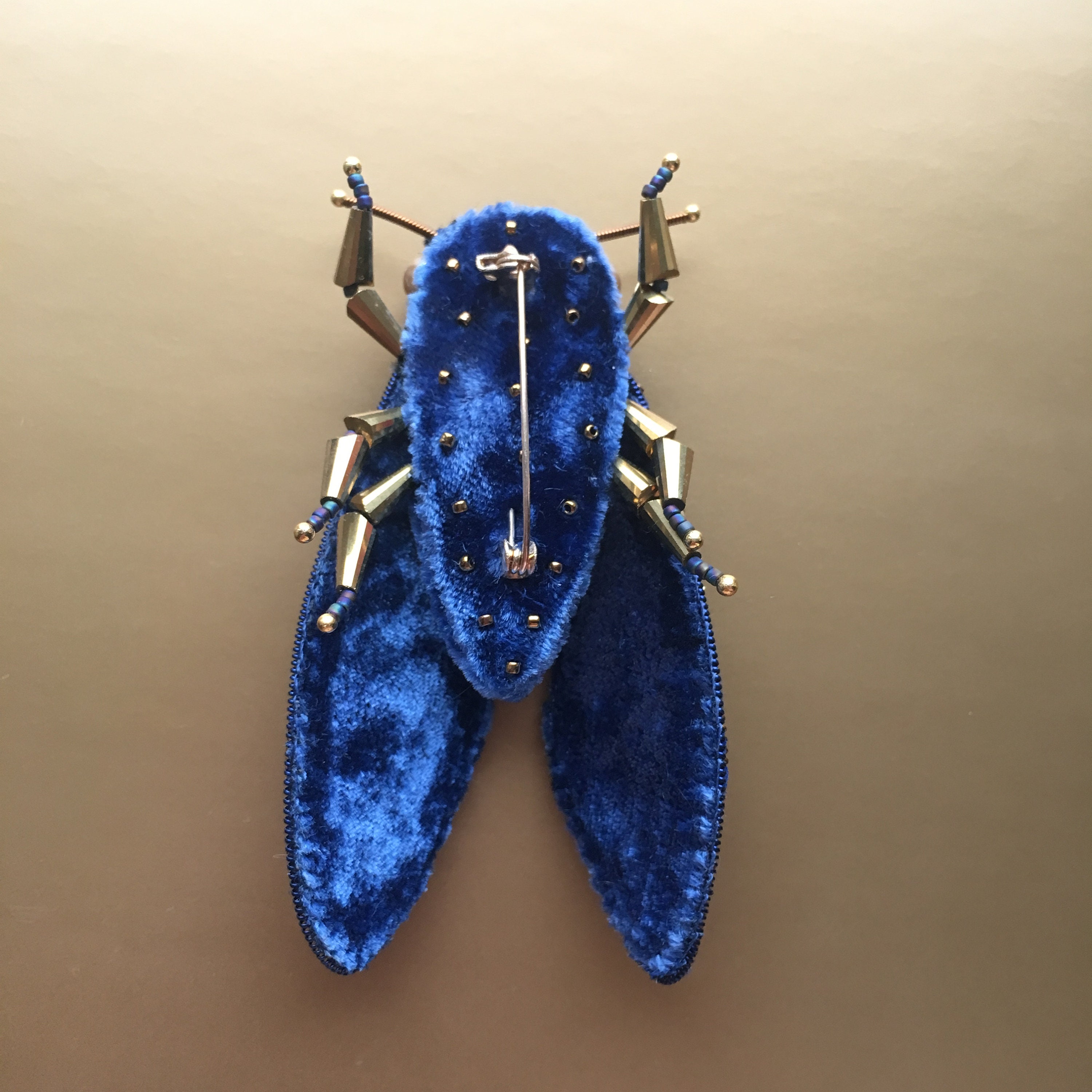 Blue Cicada Beads Embroidered Brooch Pin Handmade Steampunk | Etsy