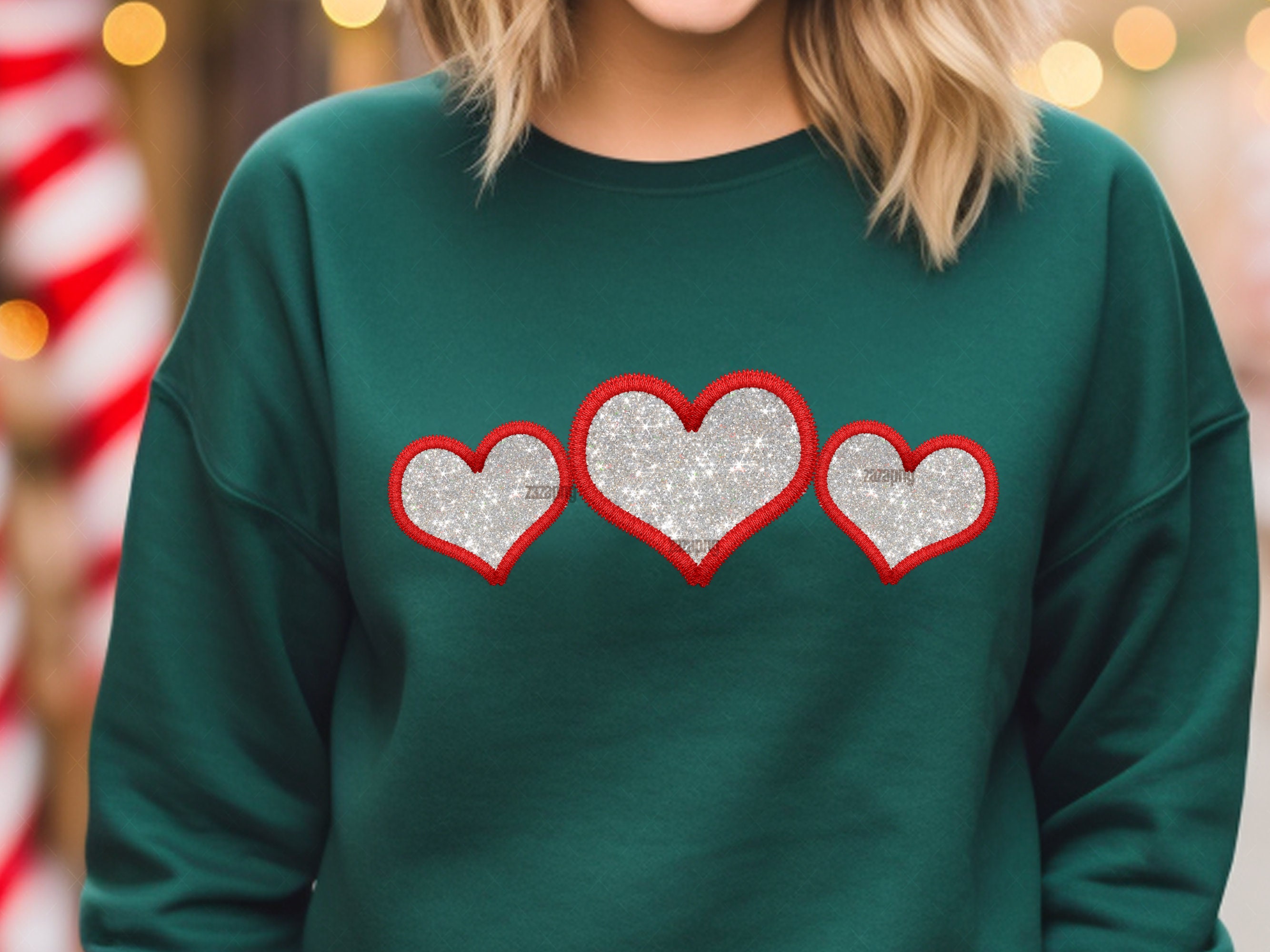 Faux Glitter White/red Heart Stitch PNG Sublimation Sparkly Design ...