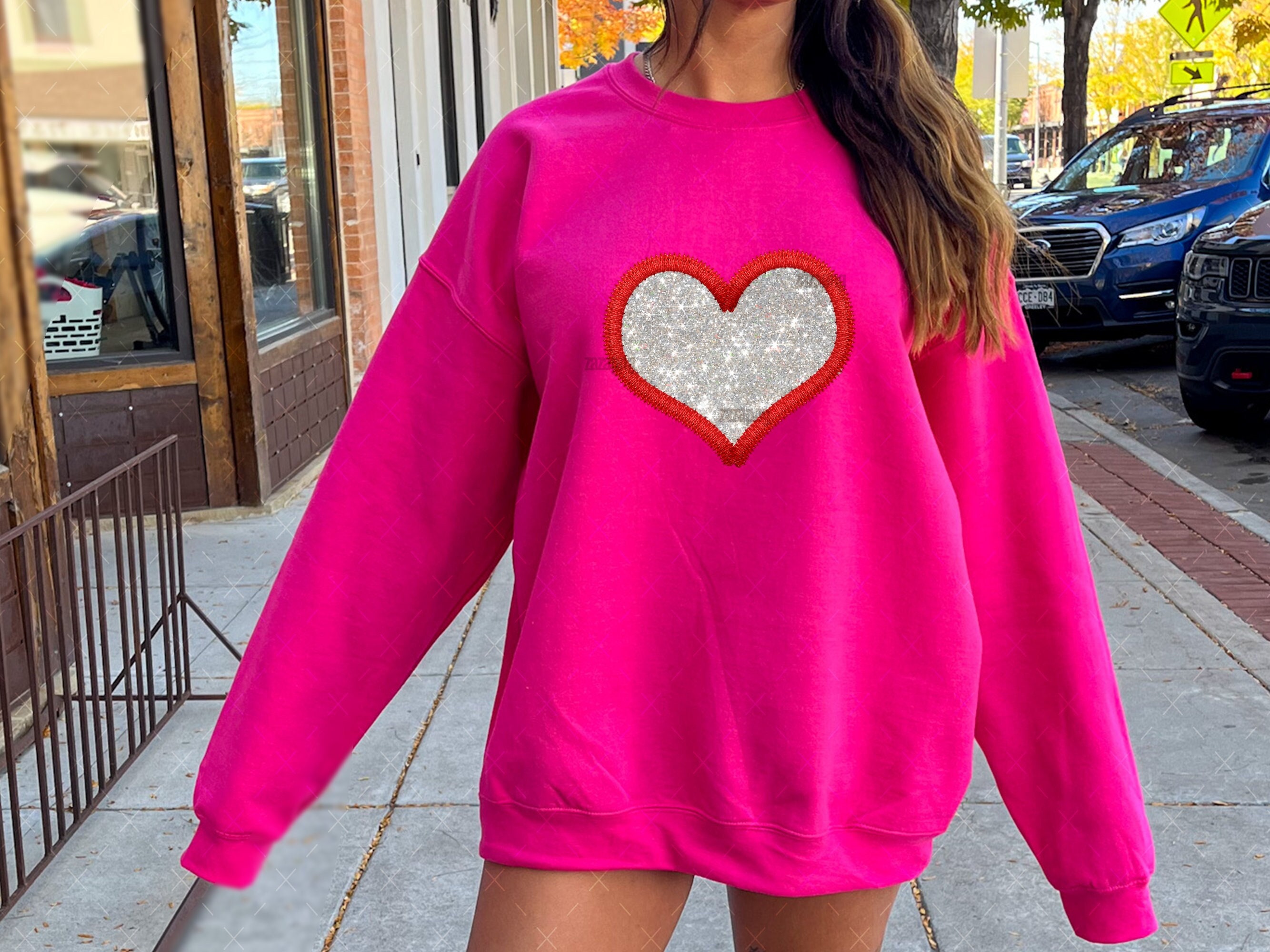 Faux Glitter White/red Heart Stitch PNG Sublimation Sparkly - Etsy