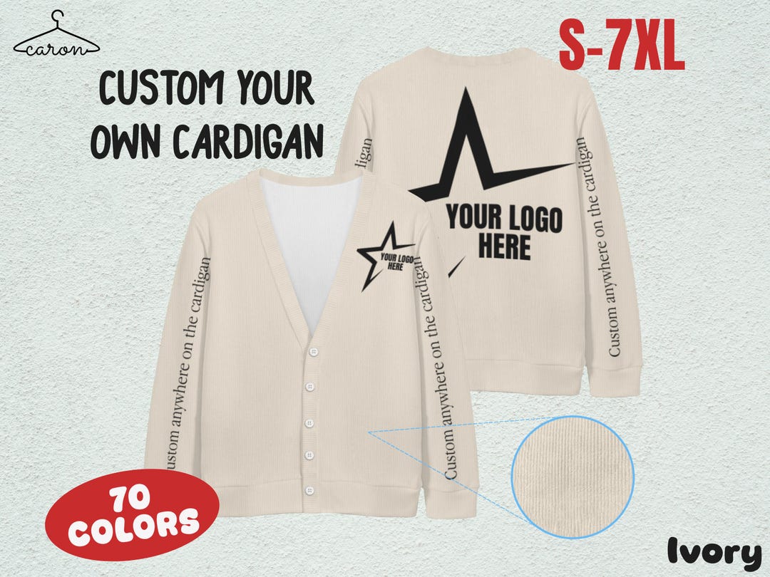 Personalized Cardigan, Custom Cardigan, Custom Your Text, Design Logo ...