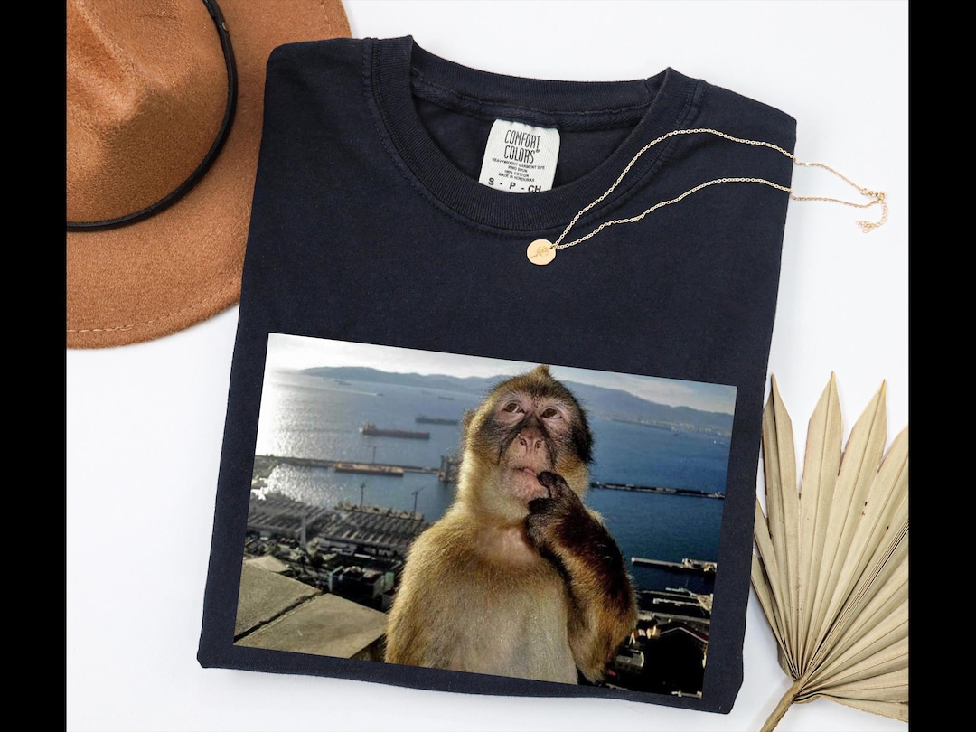 Monkey Thinking Meme Viral Shirt, Monkey Looking up With A Finger to ...