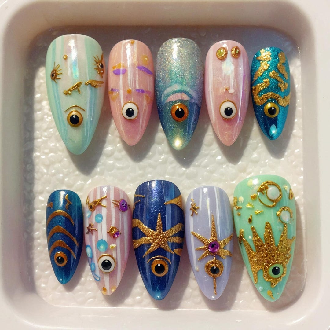 Funny Fishing Lure Press on Nails Collection II 5 OPTIONS | Fish Bait ...