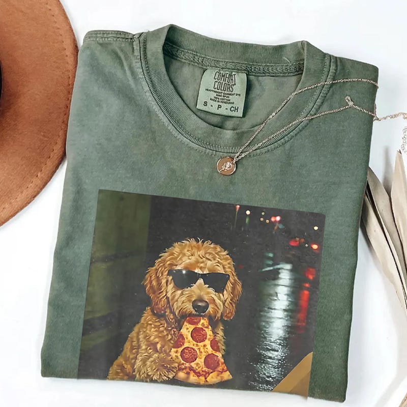 Dog Eating Pizza T Shirt - Etsy
