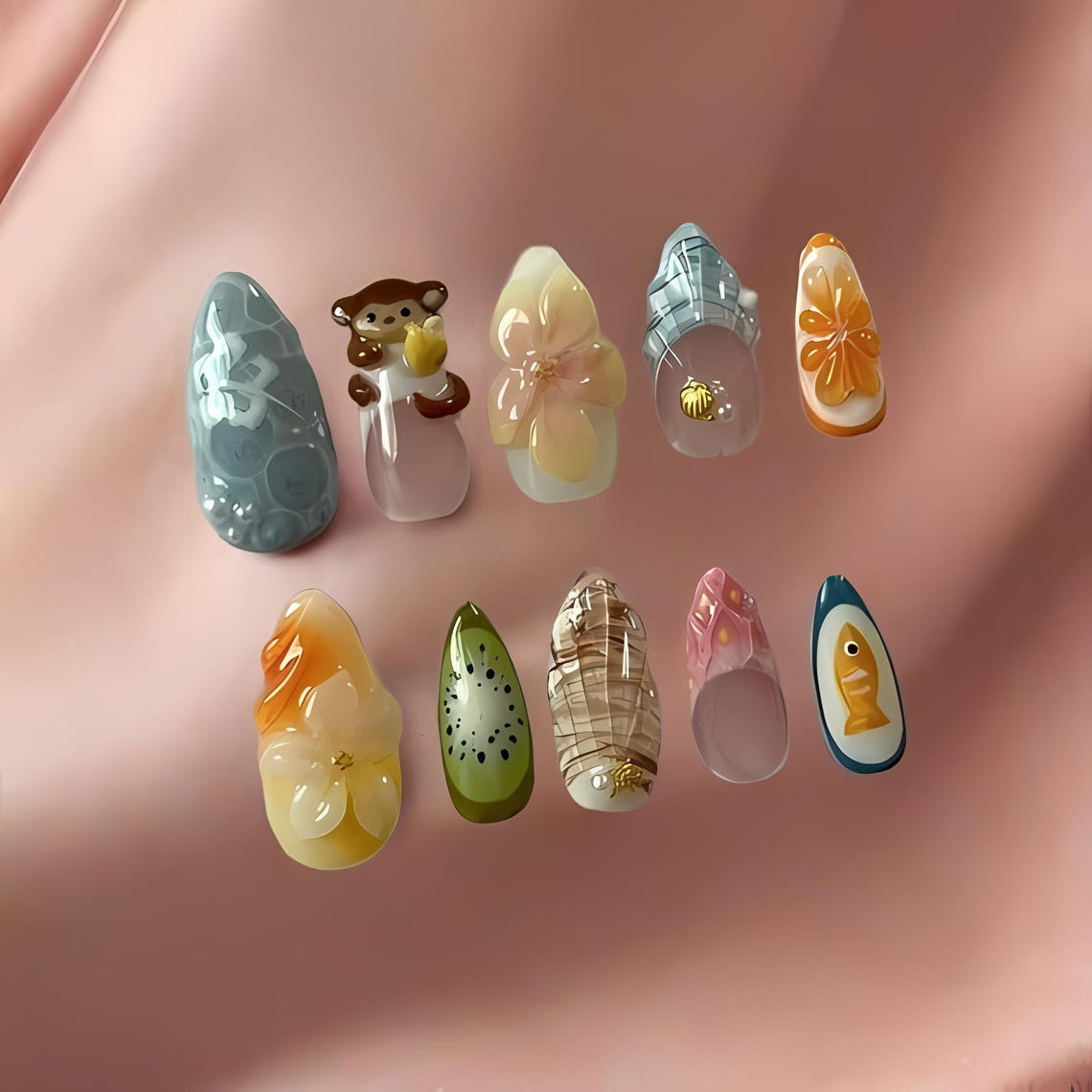 Kawaii Monkey Press on Nails - Etsy