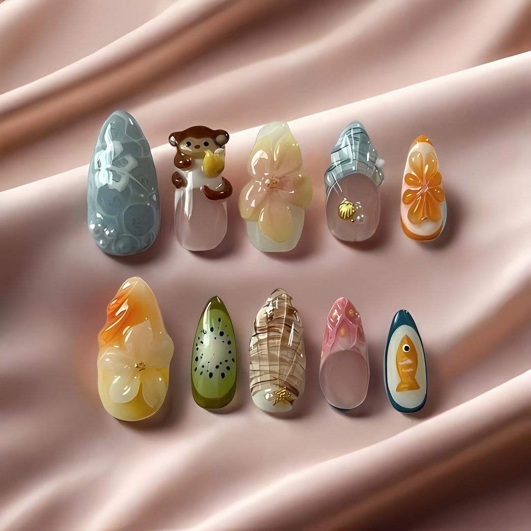 Kawaii Monkey Press on Nails - Etsy