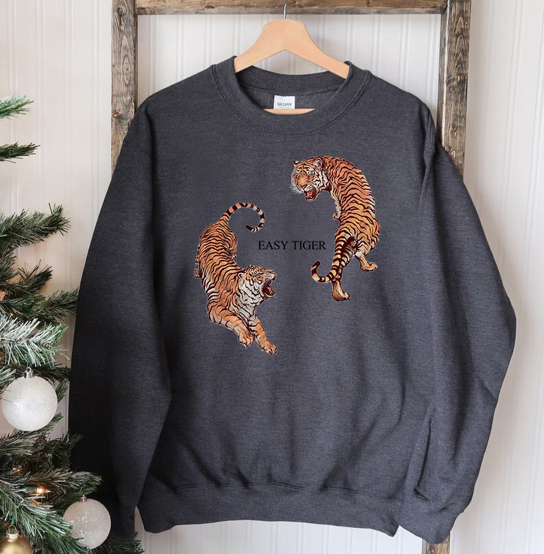 Easy Tiger Sweatshirt Crewneck Vintage Tiger Womens | Etsy