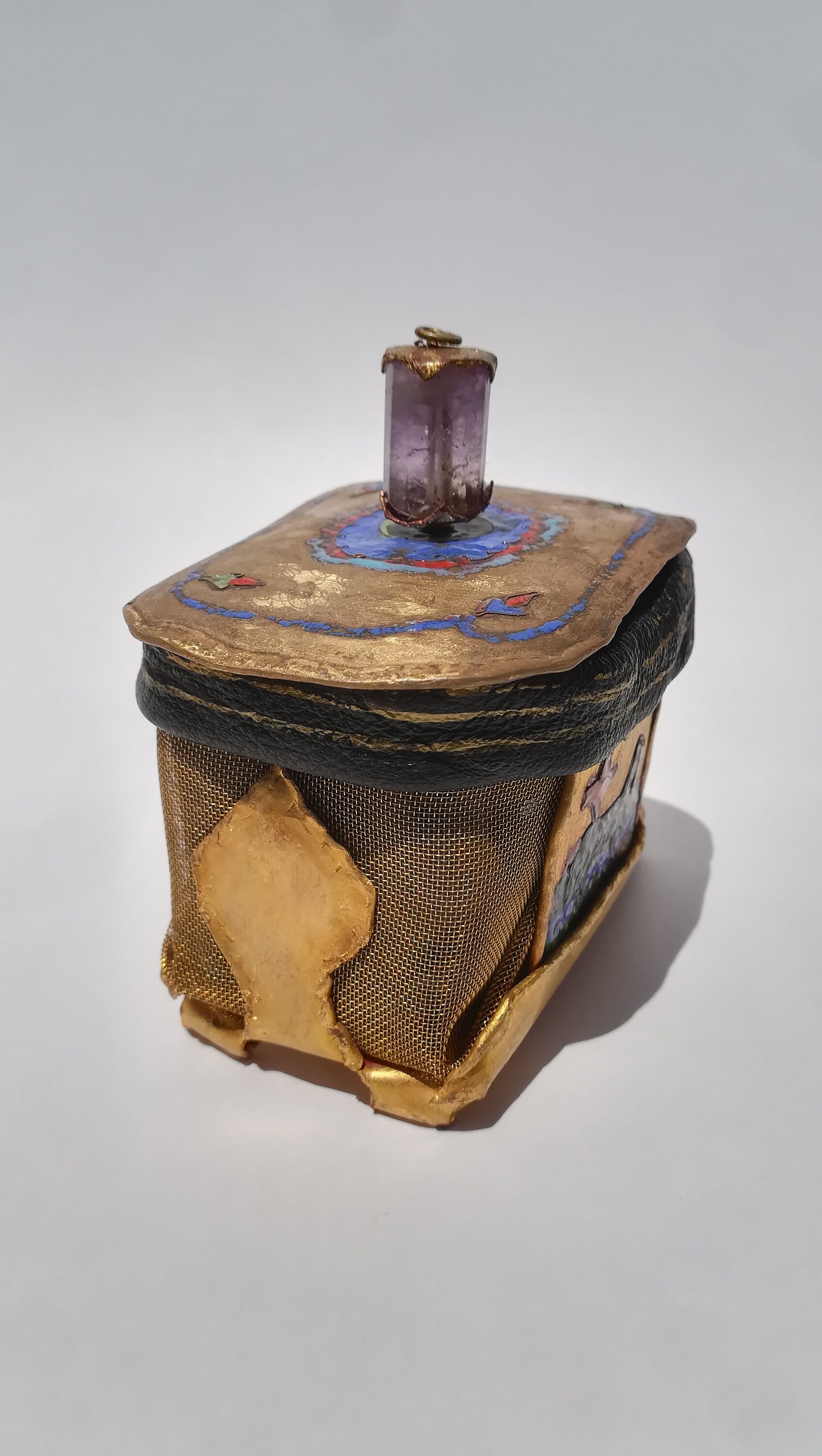 Gold Plated Copper, Brass Net Chest, Chest With Precious Stone, Enamel ...